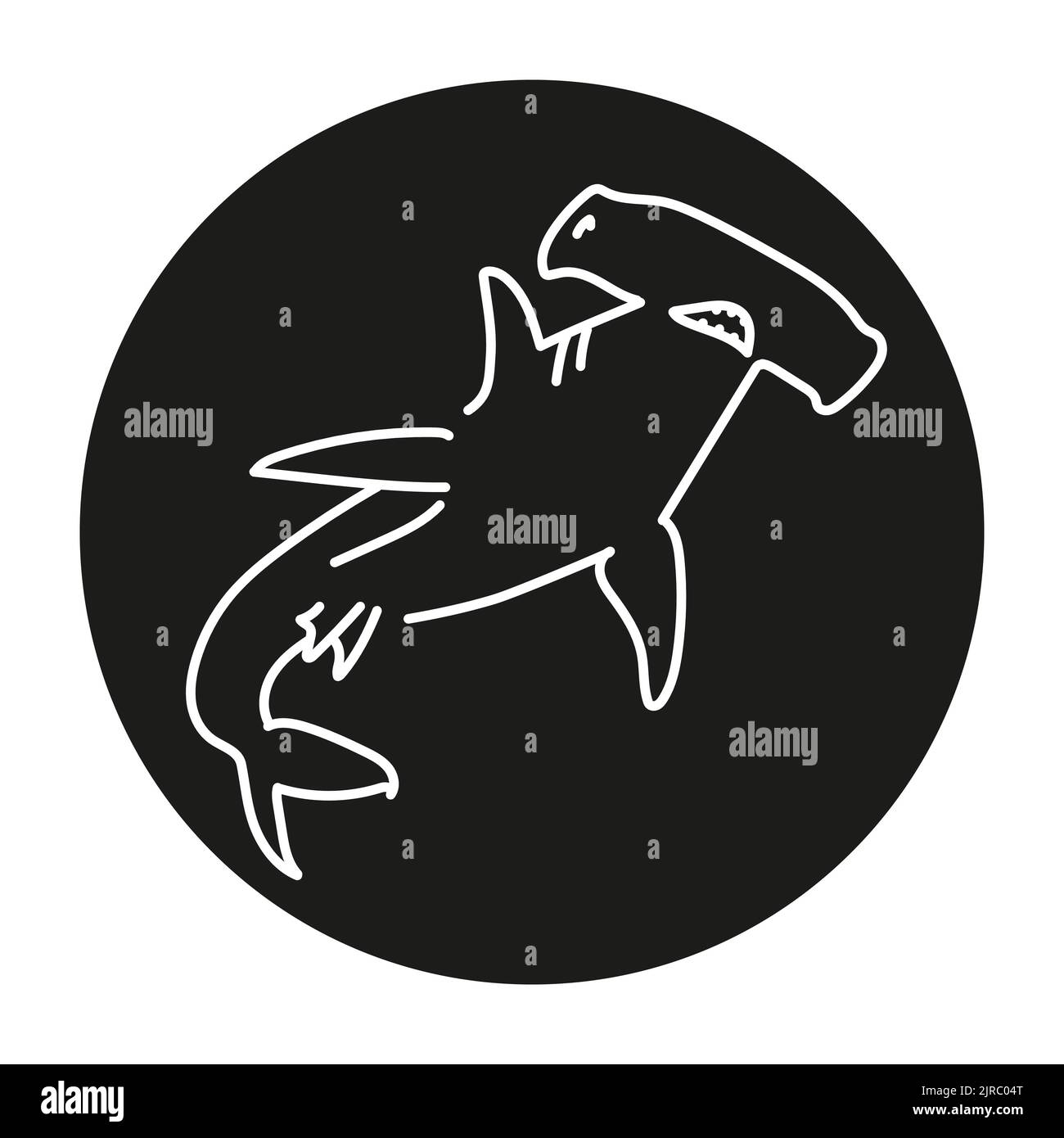 Hammerhead shark color line illustration. Marine mammals Stock Vector ...
