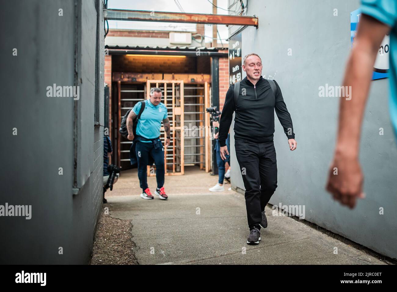 Steve Cooper manager of Nottingham Forest arrives at Blundell Park ...