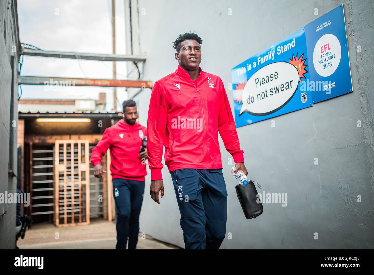 Taiwo Awoniyi #9 of Nottingham Forest arrives at Blundell Park Stock ...