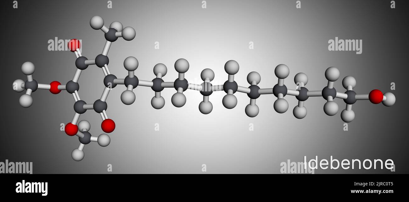 Idebenone molecule. It is antioxidant, ferroptosis inhibitor, synthetic ...