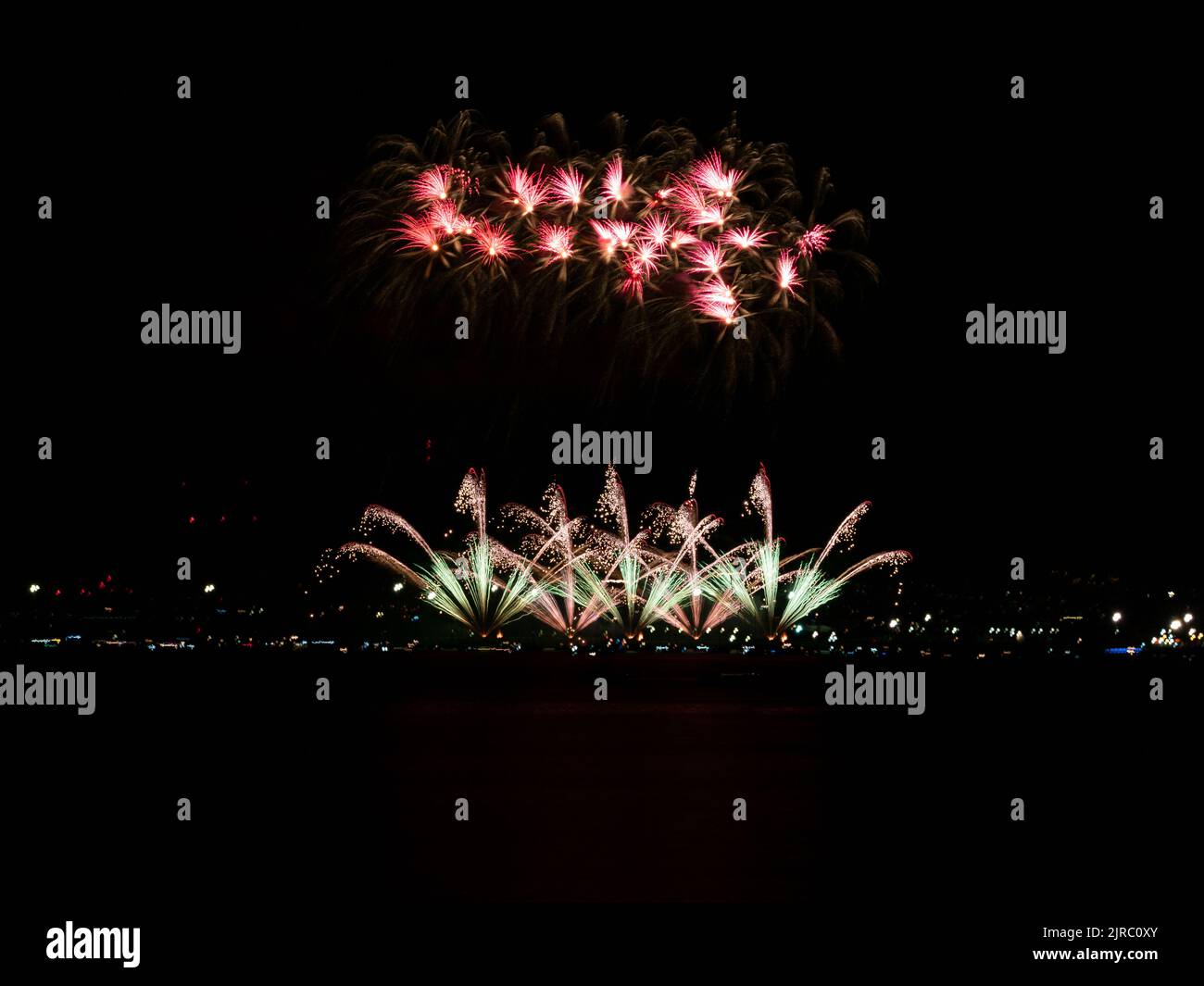Fireworks by the sea at the ceremonial opening of the city celebrations ...