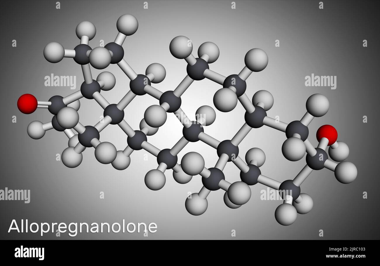 Allopregnanolone, brexanolone molecule. It is naturally occurring ...