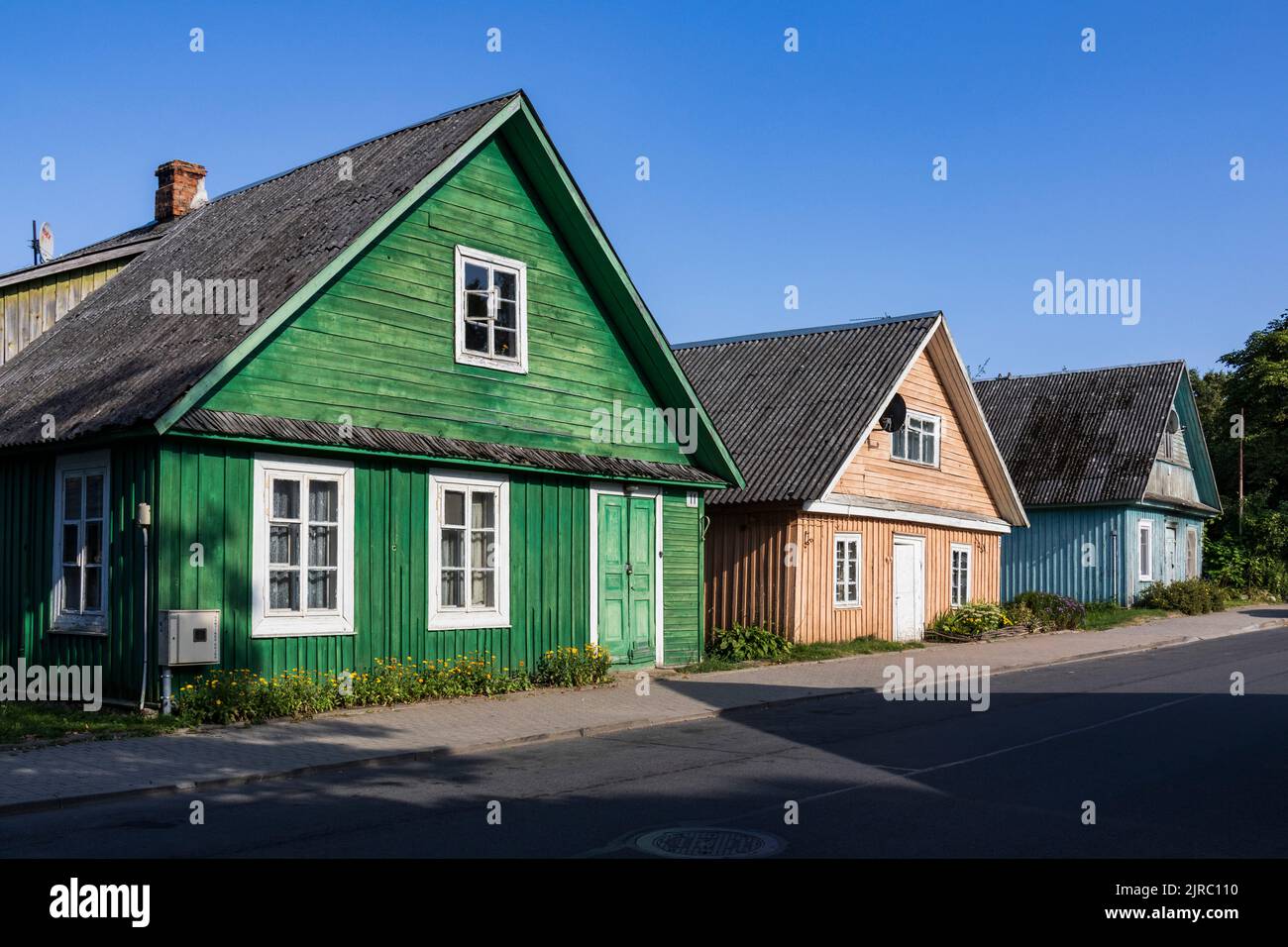 Traditional wooden houses, Trakai, Lithuania, The Baltics, Europe Stock ...