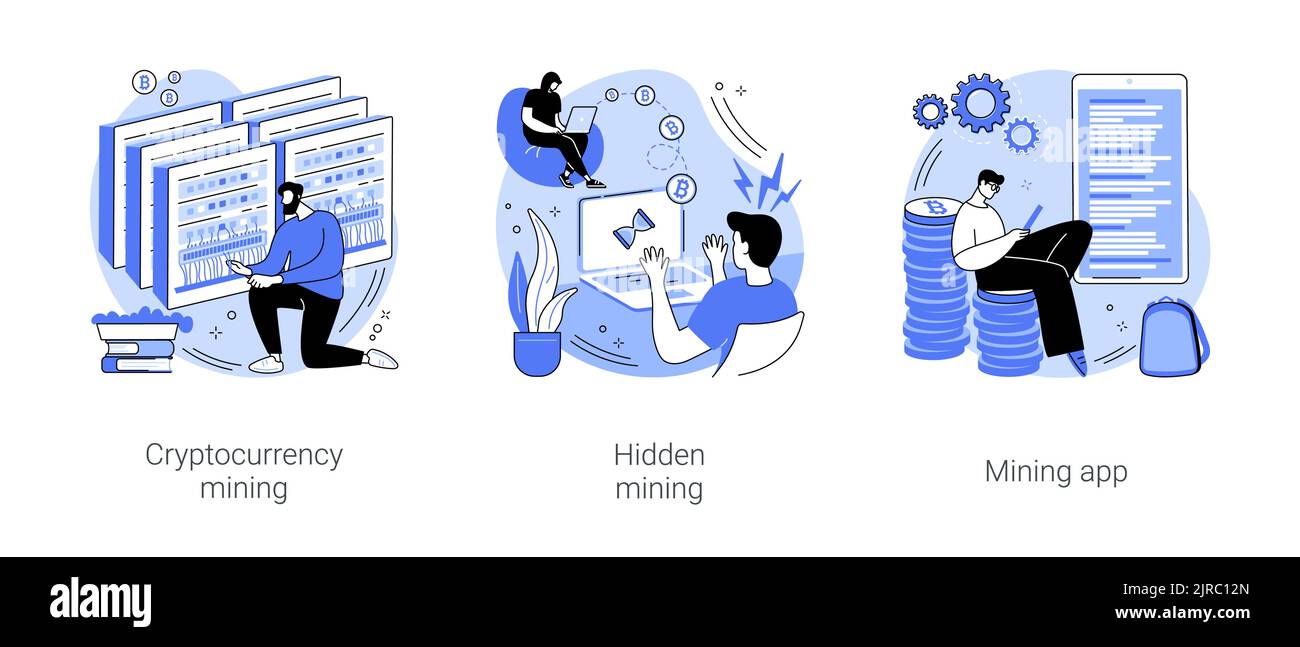 Cryptocurrency mining isolated cartoon vector illustrations se Stock ...
