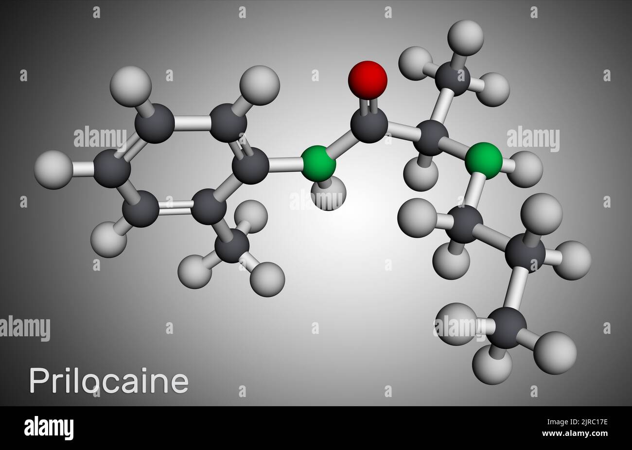 Prilocaine molecule. It is local anesthetic, used in dental procedures ...