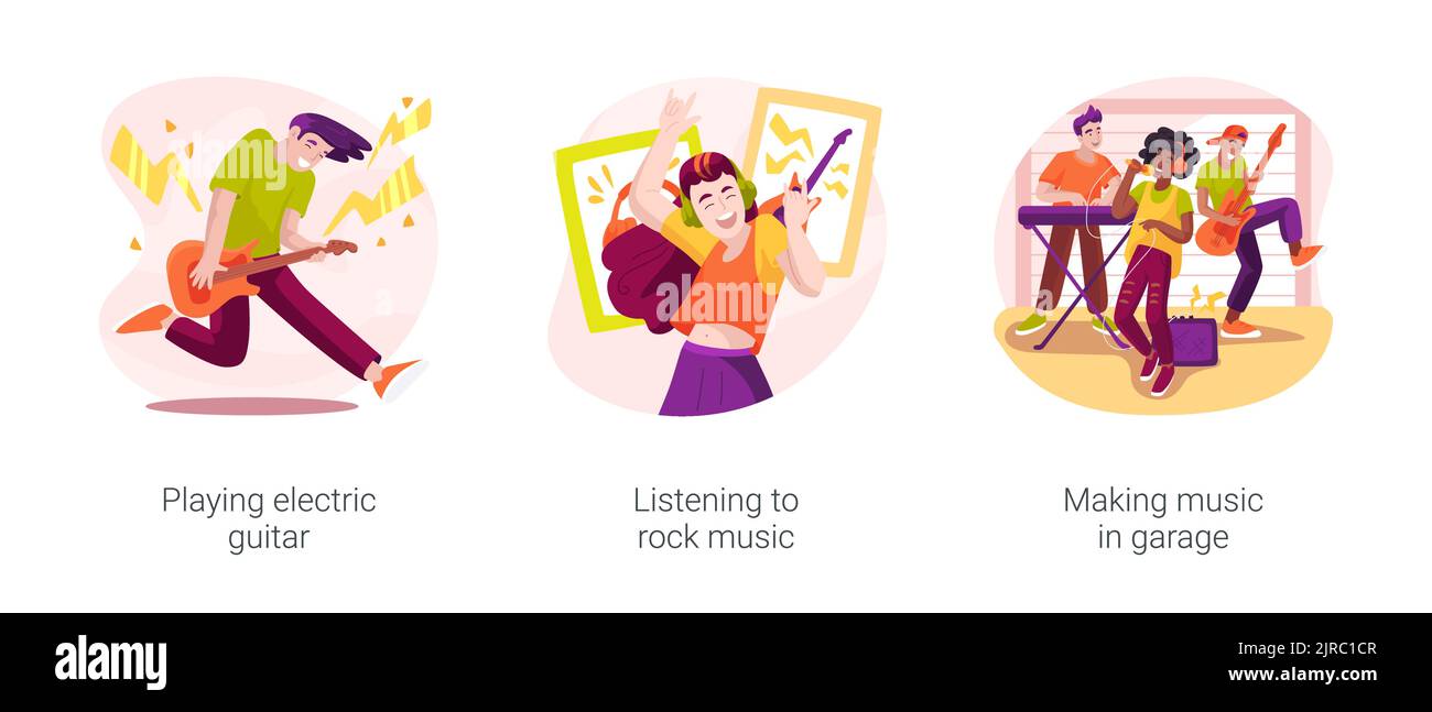 Rock music isolated cartoon vector illustration set Stock Vector Image ...
