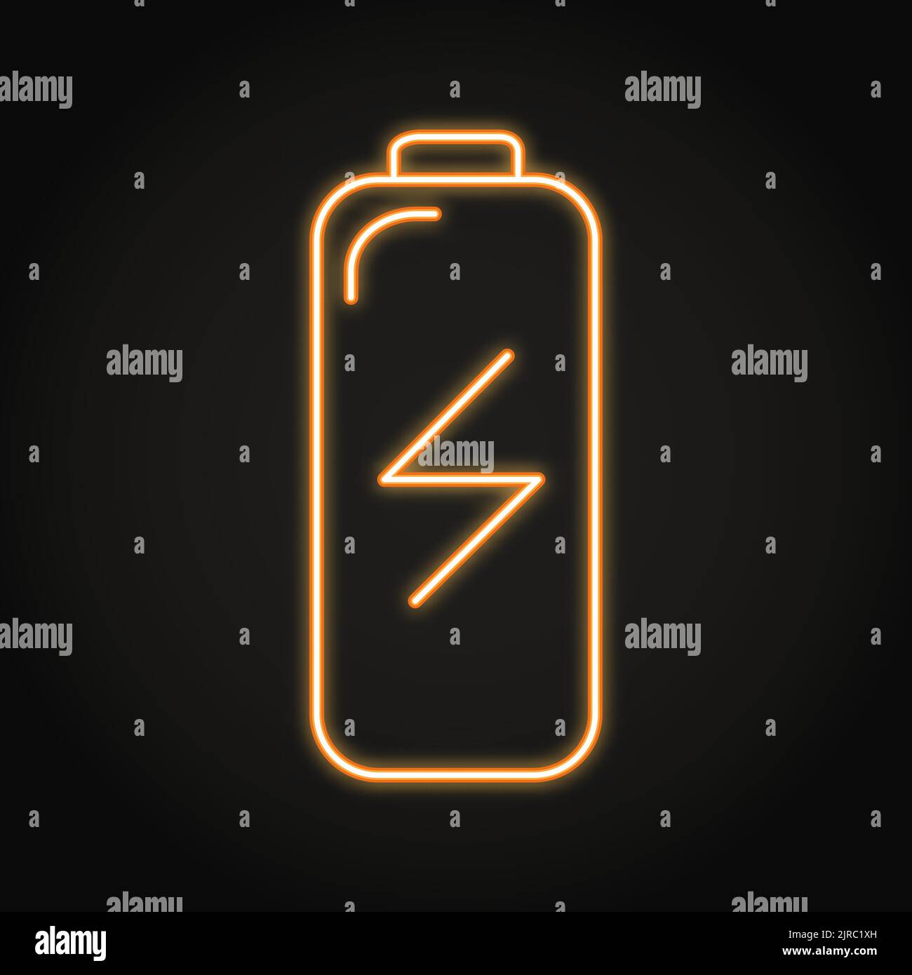 Neon rechargeable battery icon in line style. Charge indicator symbol ...