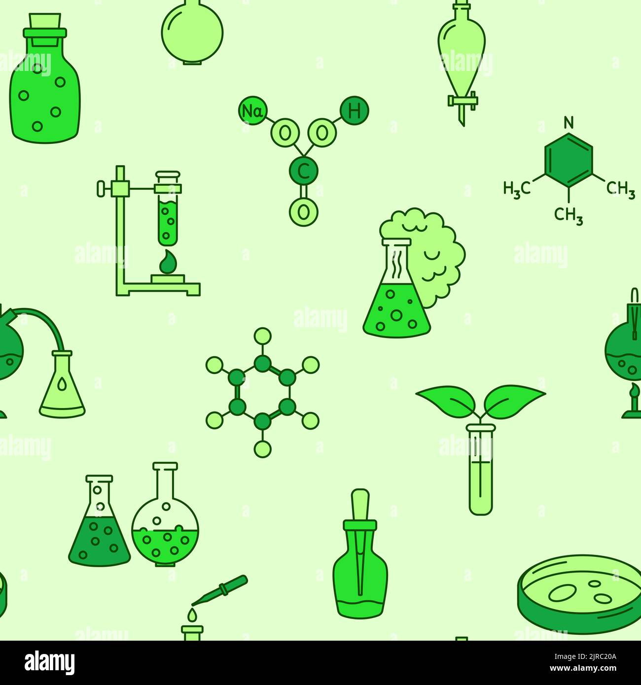Chemistry seamless pattern in colored line style. Background with ...