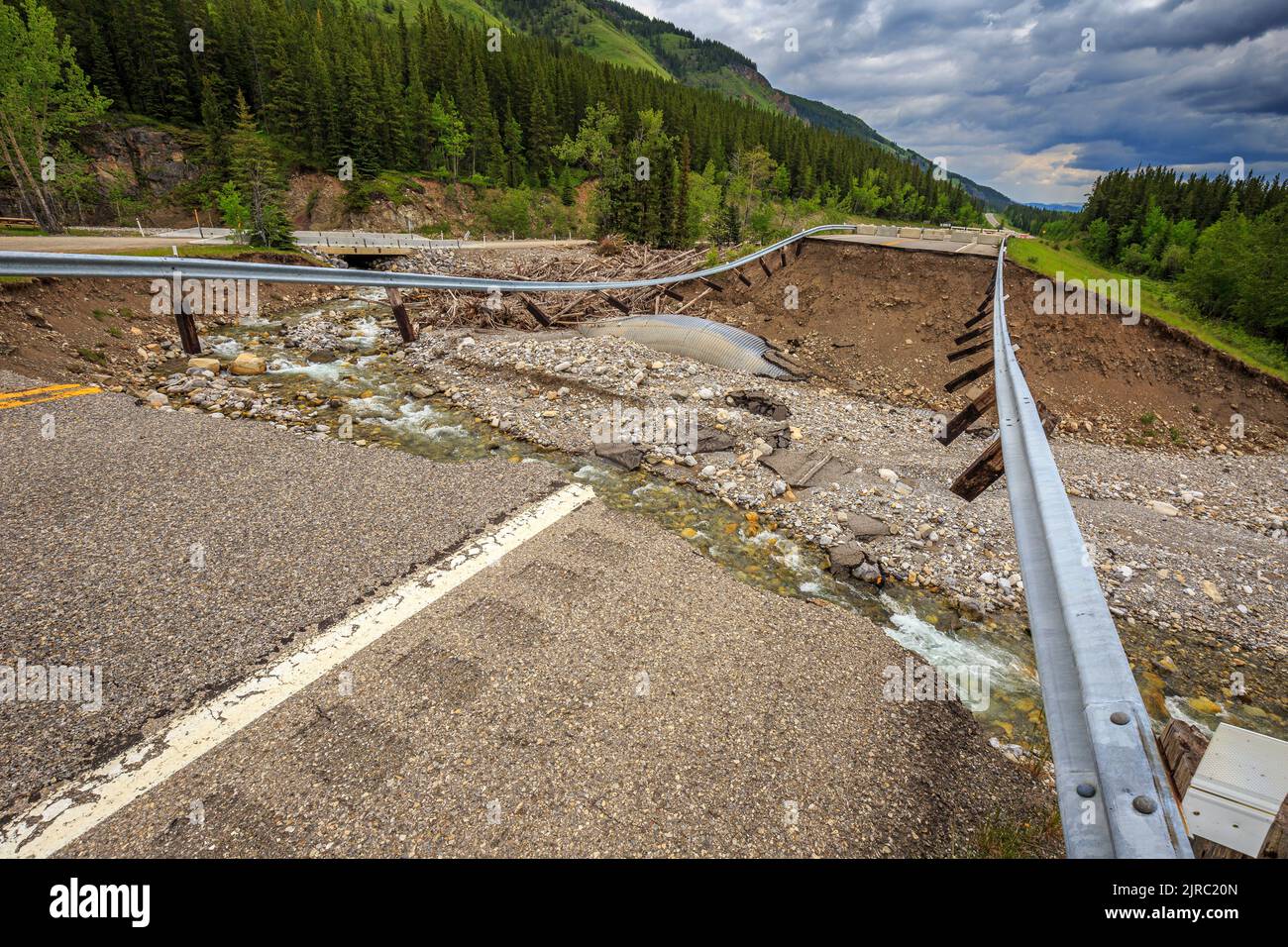 A section of Highway 40 in southern Alberta is washed away bty a severe ...