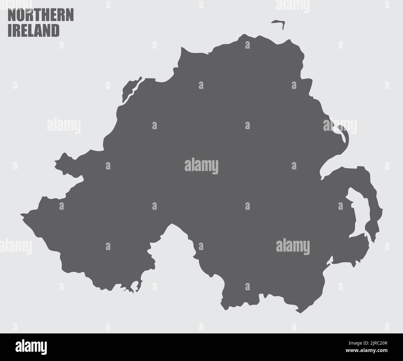 Northern Ireland map silhouette isolated on gray background Stock ...