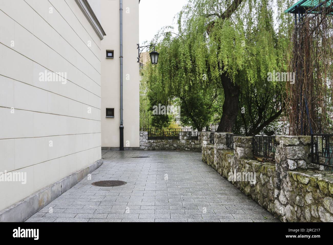 Outdoor passageway between two tenement houses in the old town of ...