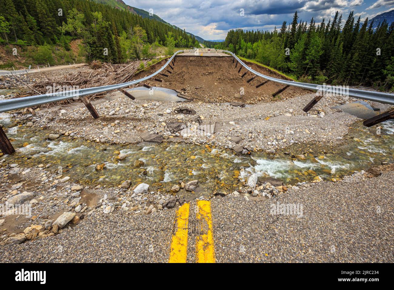 A section of Highway 40 in southern Alberta is washed away bty a severe ...