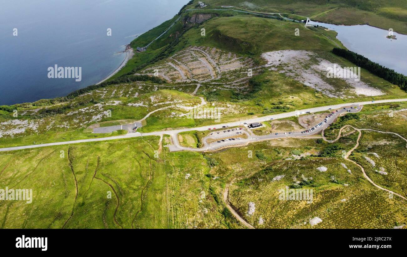 An aerial view of a beautiful valley and a lake Stock Photo - Alamy
