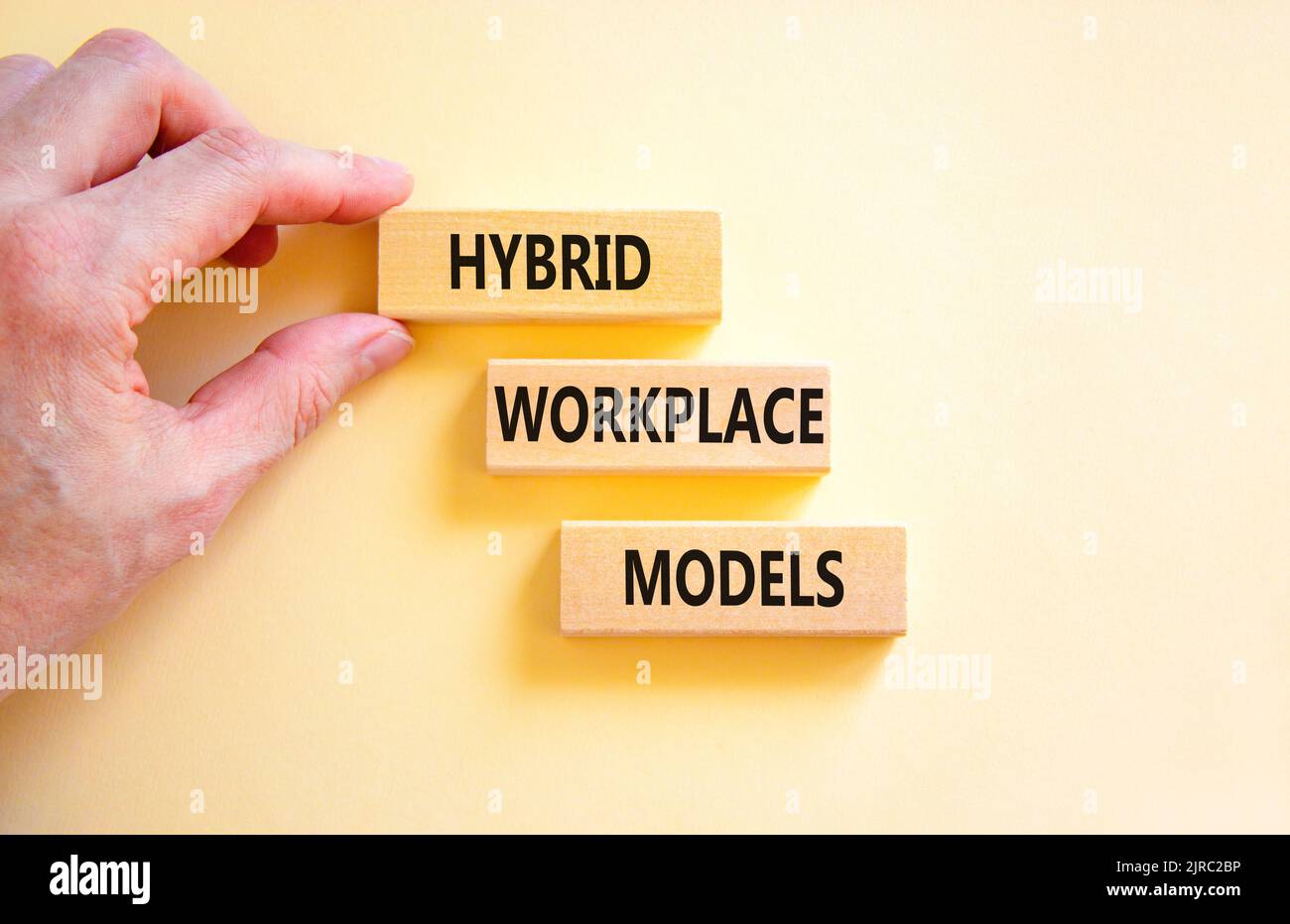 Hybrid workplace models symbol. Concept words Hybrid workplace models ...