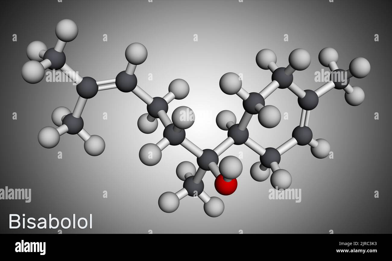 Bisabolol, alpha-Bisabolol, levomenol molecule. It is natural ...