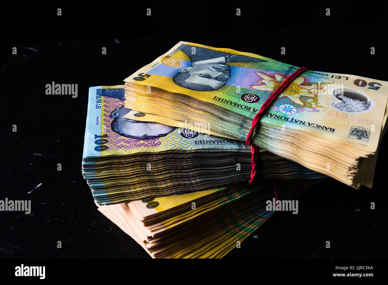 Stack of LEI Romanian money. RON Leu Money European Currency Stock ...