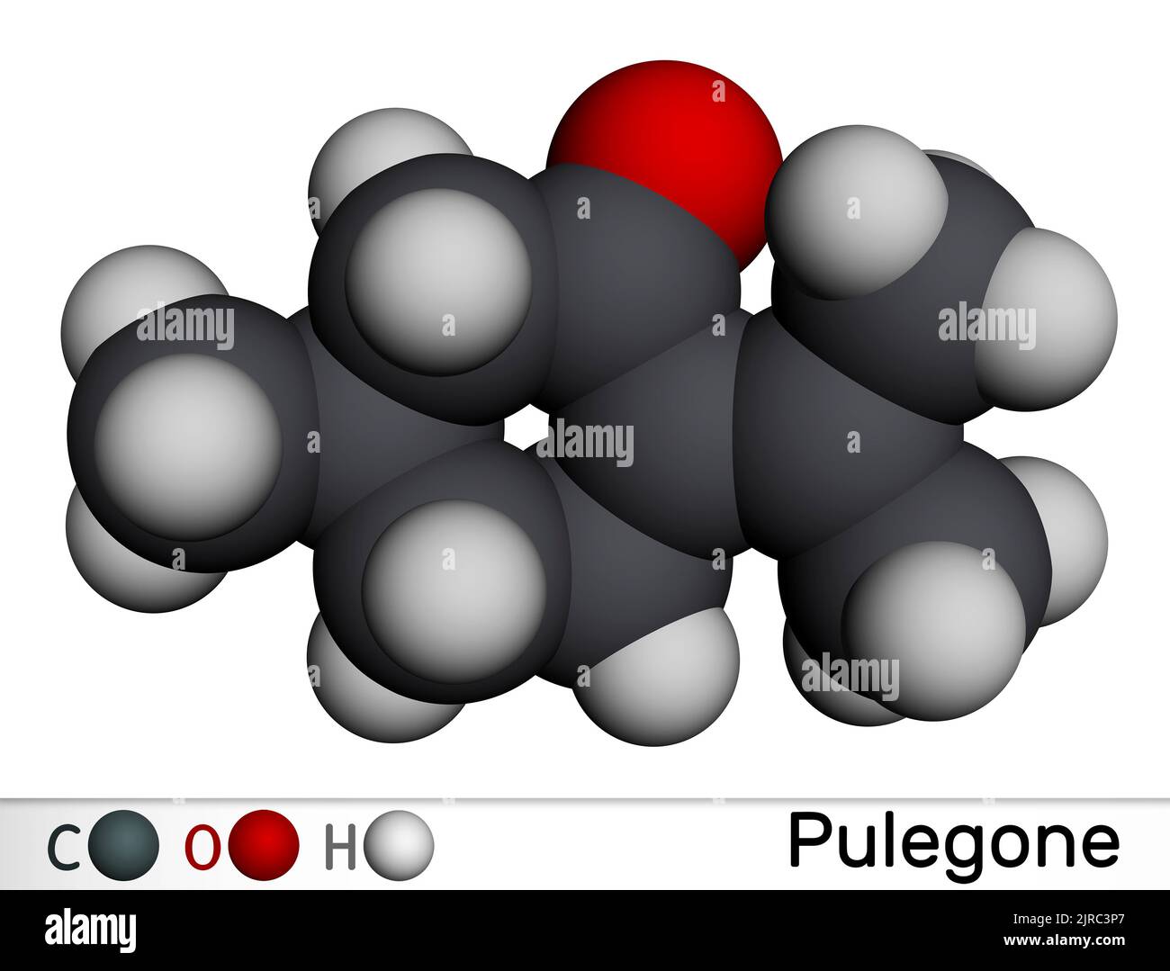 Pulegone molecule. It is natural component of essential oils. Molecular ...