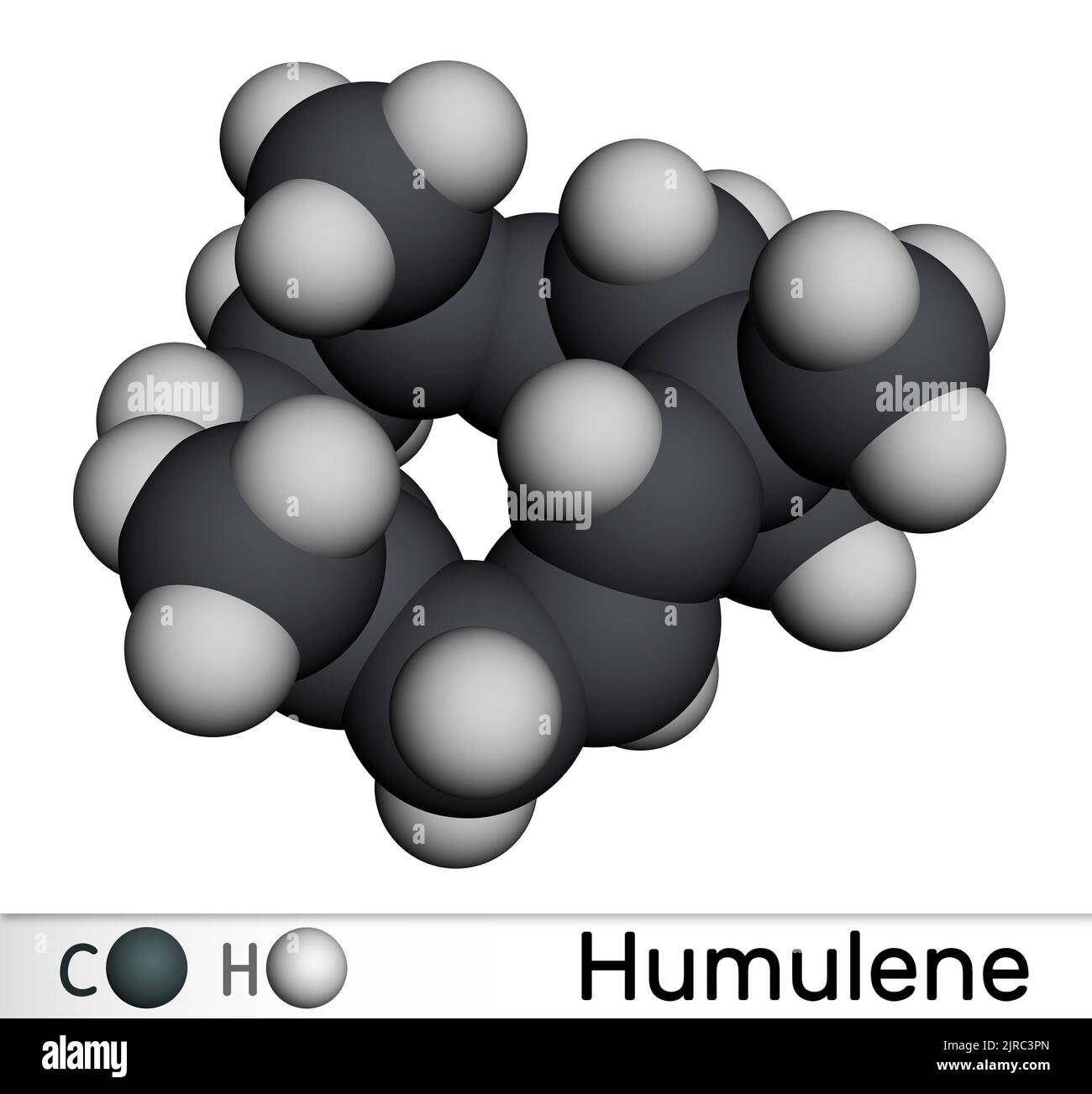 Humulene, ?-humulene or ?-caryophyllene molecule. It is component of ...