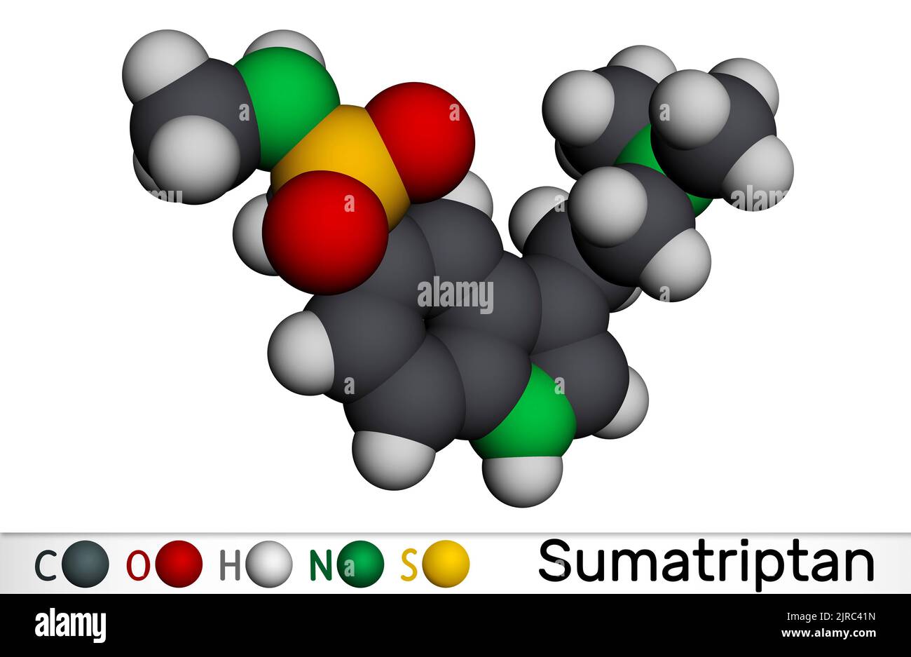 Sumatriptan molecule. It is serotonin receptor agonist used to treat ...