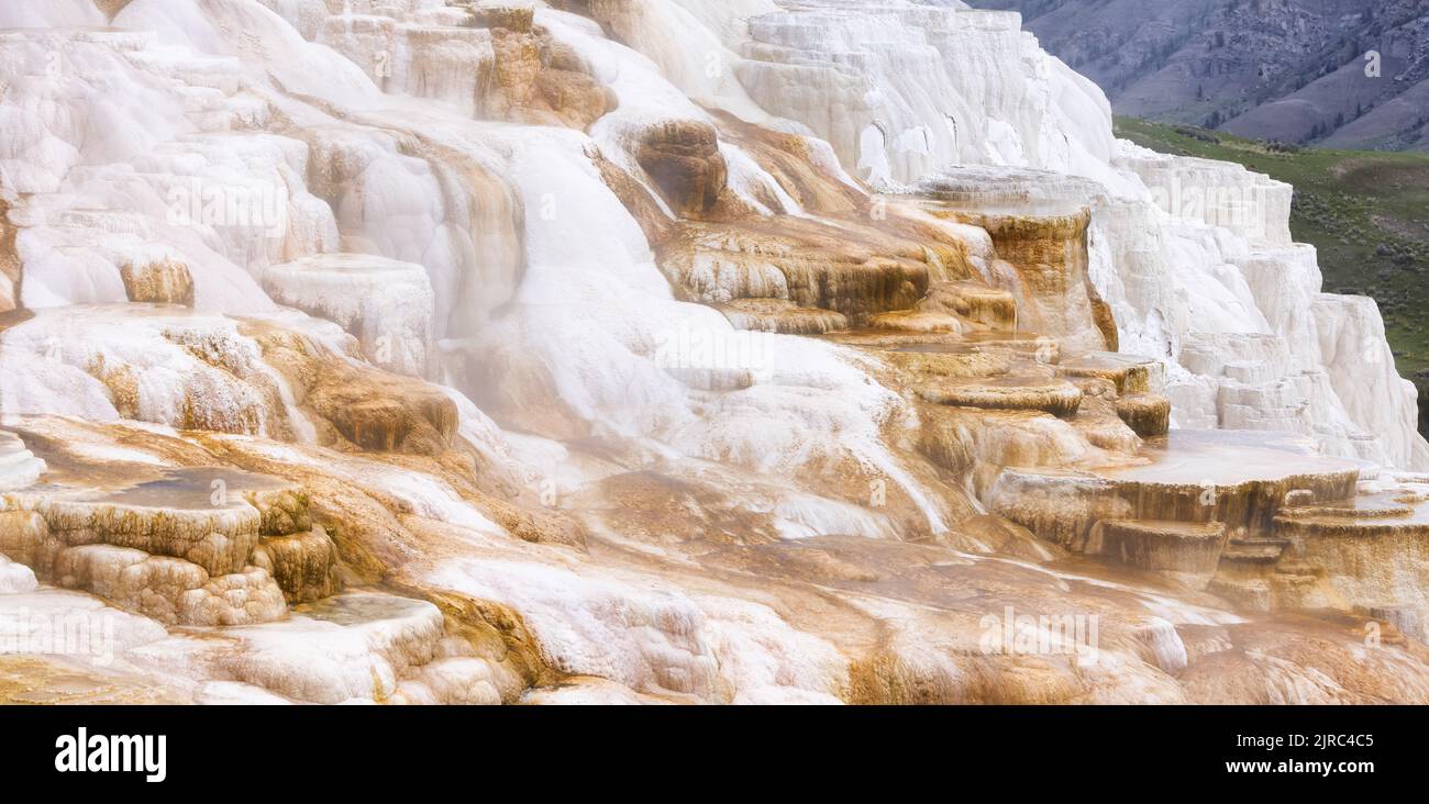Hot Spring Landscape with colorful ground formation. Mammoth Hot ...