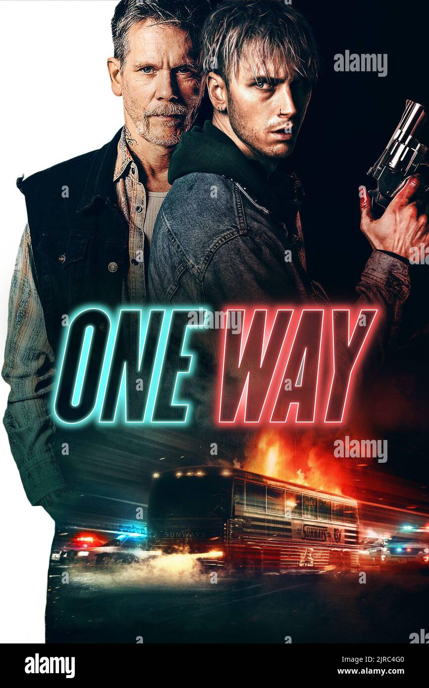 ONE WAY, poster, from left: Kevin Bacon, Colson Baker, 2022. © Saban ...