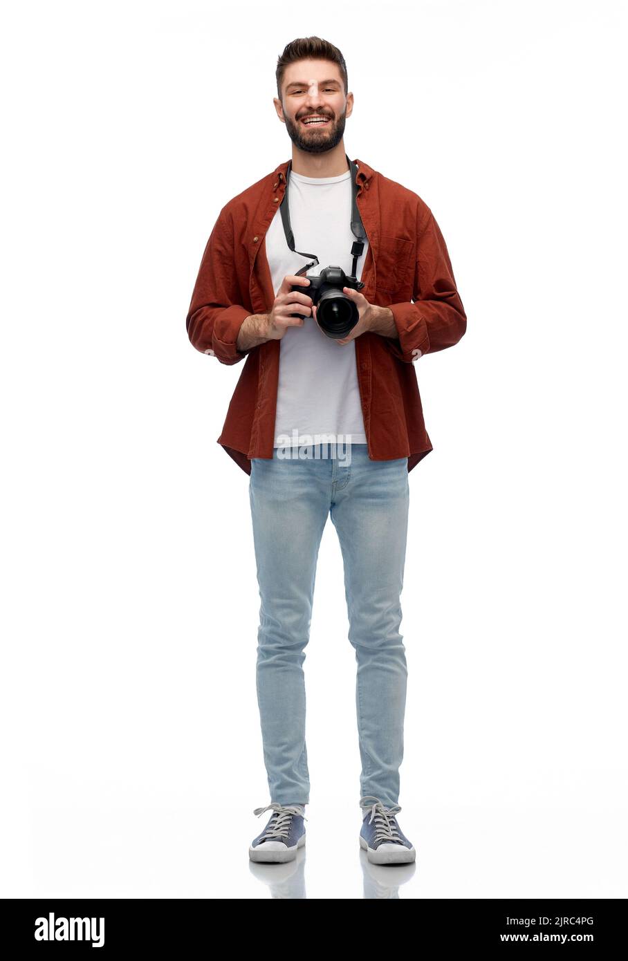 Male photographer shooting happy Cut Out Stock Images & Pictures - Alamy