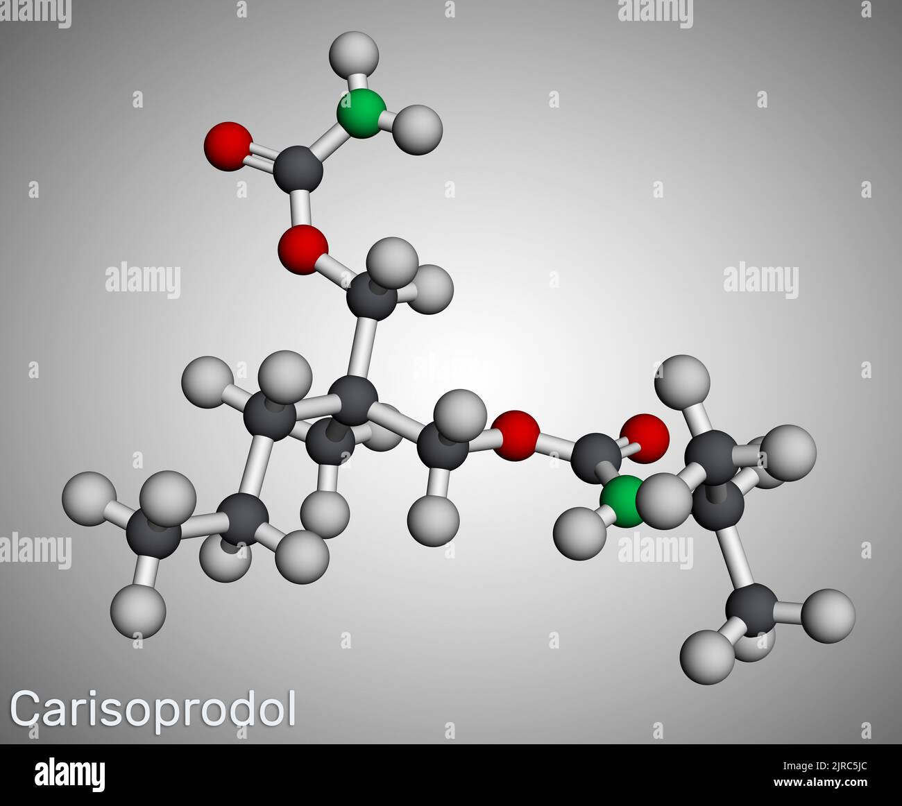 Carisoprodol molecule. It is muscle relaxant, used in painful ...
