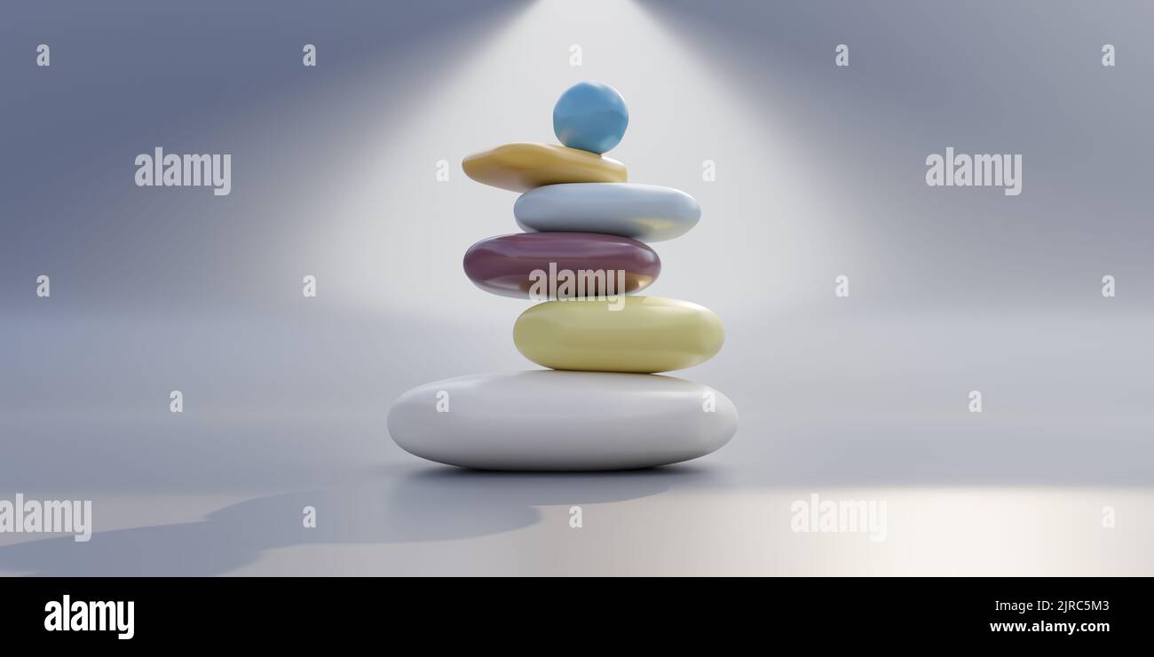 Zen Balance stones, pebbles stack pastel color, copy space. Spa ...