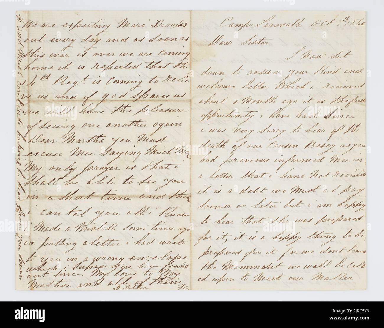 Letter, 8 October 1860, Taranaki, by Private George Tatler. Gift of ...