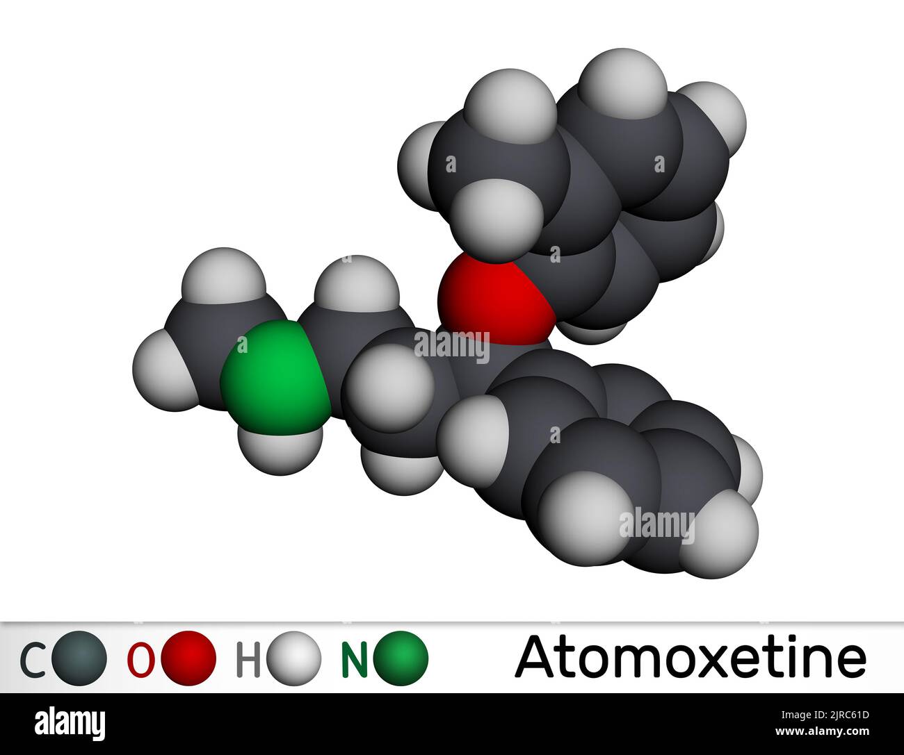 Atomoxetine molecule. It is used in the management of Attention Deficit ...
