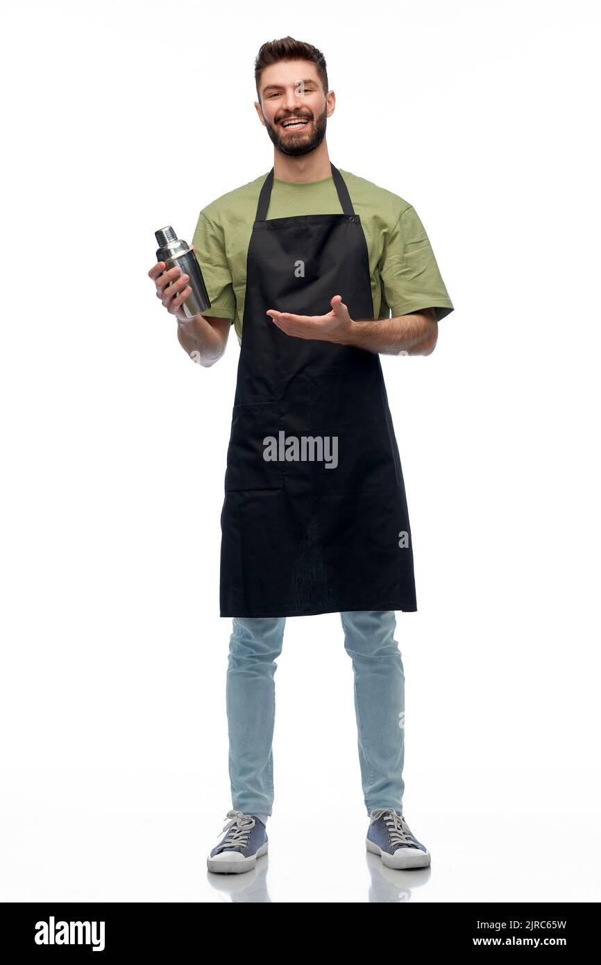 Man in apron working Cut Out Stock Images & Pictures - Alamy