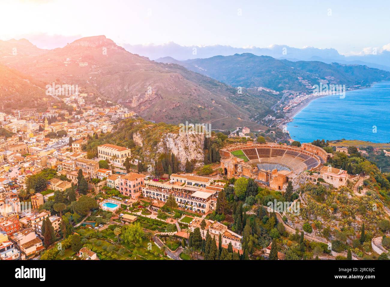 Taormina theater, amphitheater, arena is a town on the island of Sicily ...
