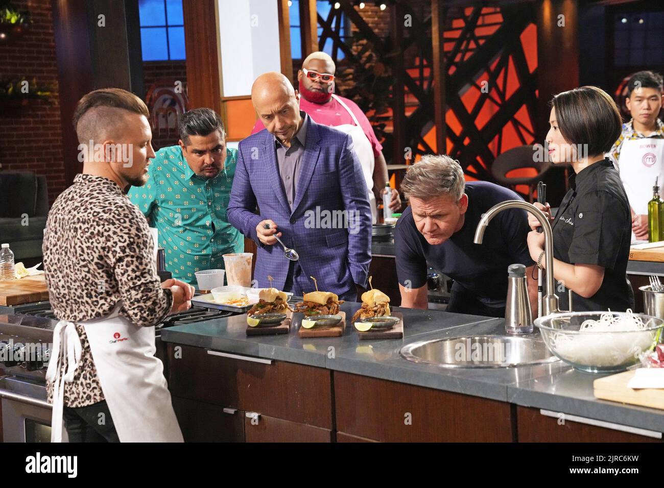 MASTERCHEF, from left: contestant Derrick Fox, judges Aaron Sanchez ...
