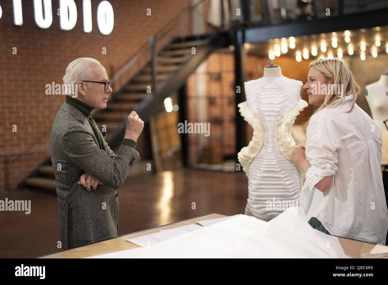 MAKING THE CUT, from left: host Tim Gunn, contestant Georgia Hardinge ...