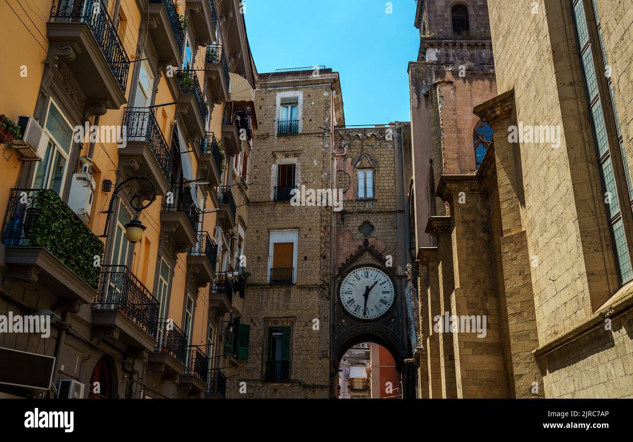 Typical italian street in Naples town, Italy Stock Photo - Alamy