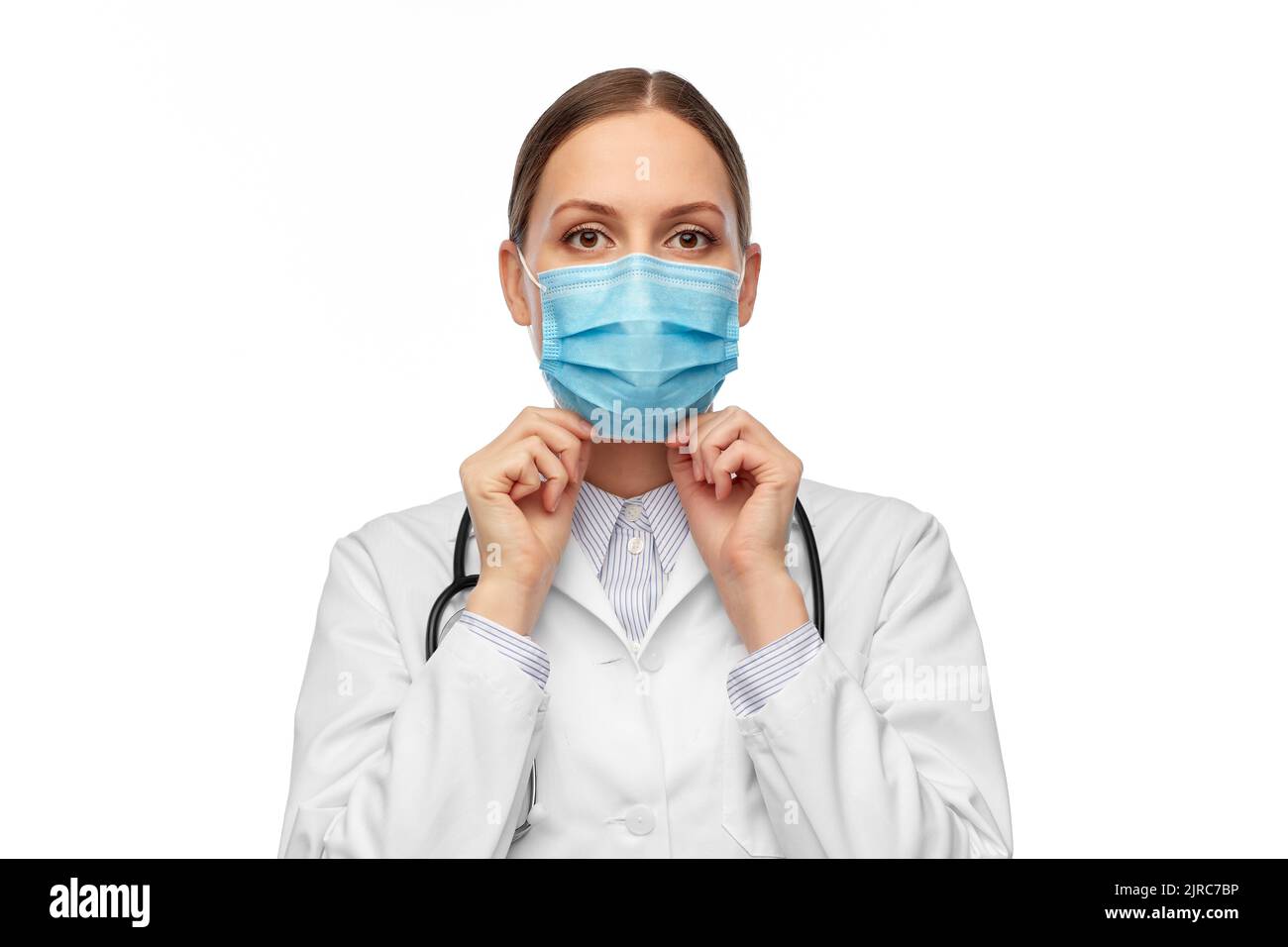 Healthcare professional wearing mask stethoscope hi-res stock ...