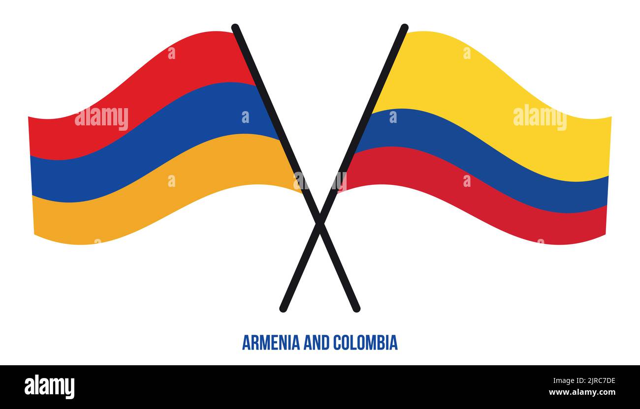 Armenia and Colombia Flags Crossed And Waving Flat Style. Official ...