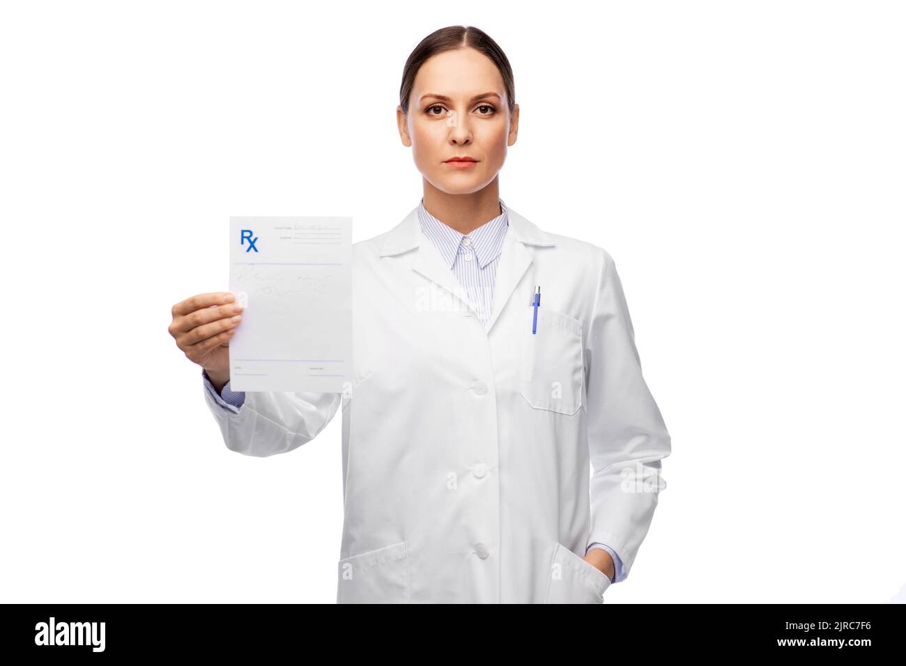 female doctor with prescription blank Stock Photo - Alamy