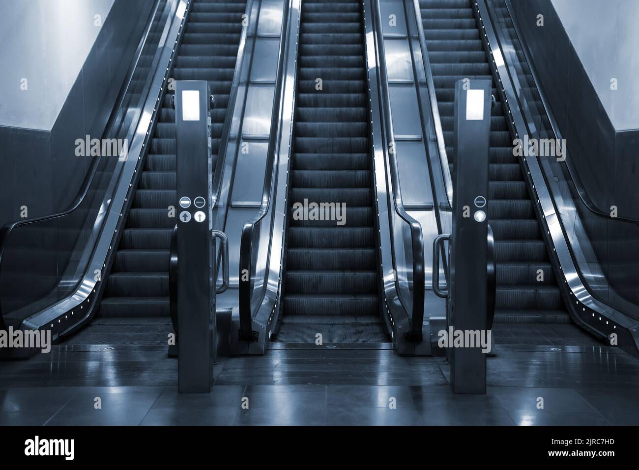 Electric escalator in metro. Moving staircase Stock Photo - Alamy