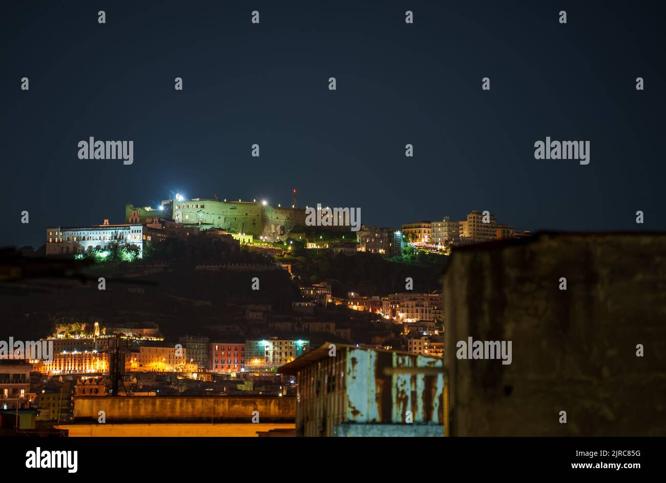 Castel Sant'Elmo medieval fortress in Naples at night Stock Photo - Alamy