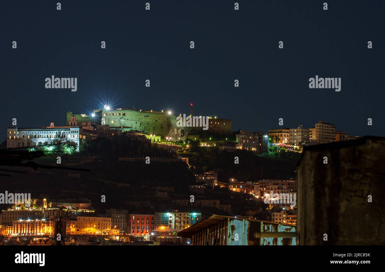 Castel Sant'Elmo medieval fortress in Naples at night Stock Photo - Alamy