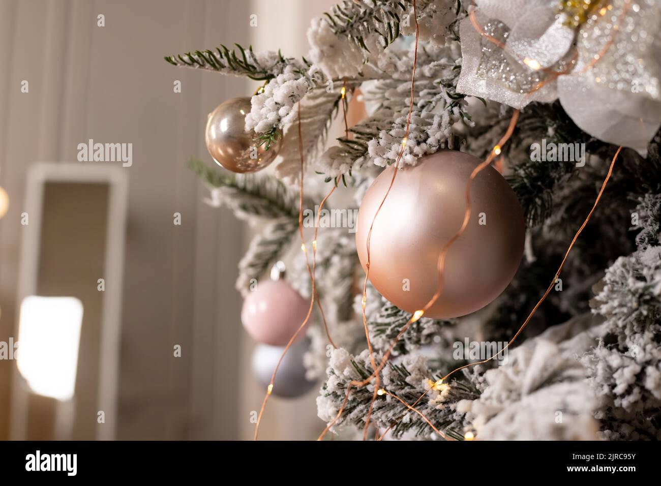 Christmas texture of white delicate Christmas tree and Christmas ...