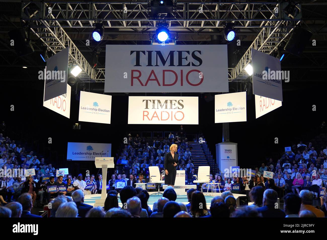 Liz Truss speaking during a hustings event at the NEC in Birmingham as ...