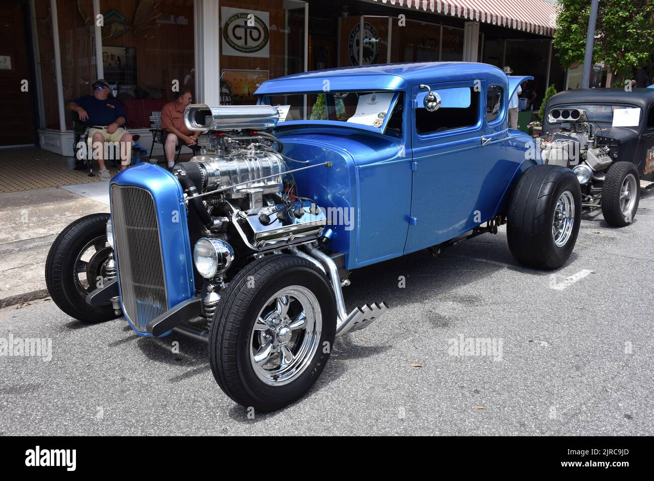 A vintage Ford Coupe Built up as a Supercharged Hot Rod Stock Photo - Alamy