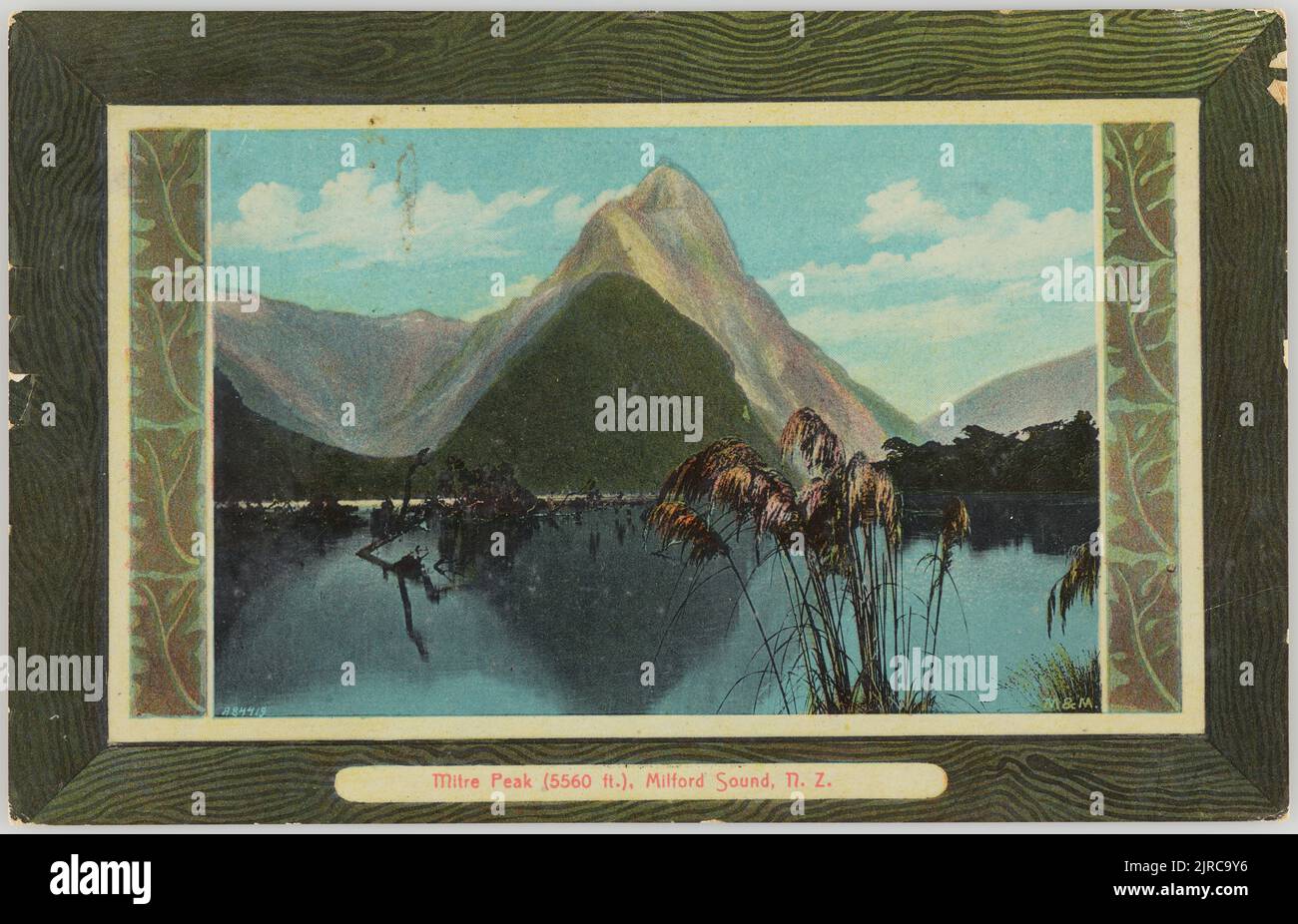 Mitre Peak, 5560 feet, Milford Sound, New Zealand, 1904-1915, Milford ...