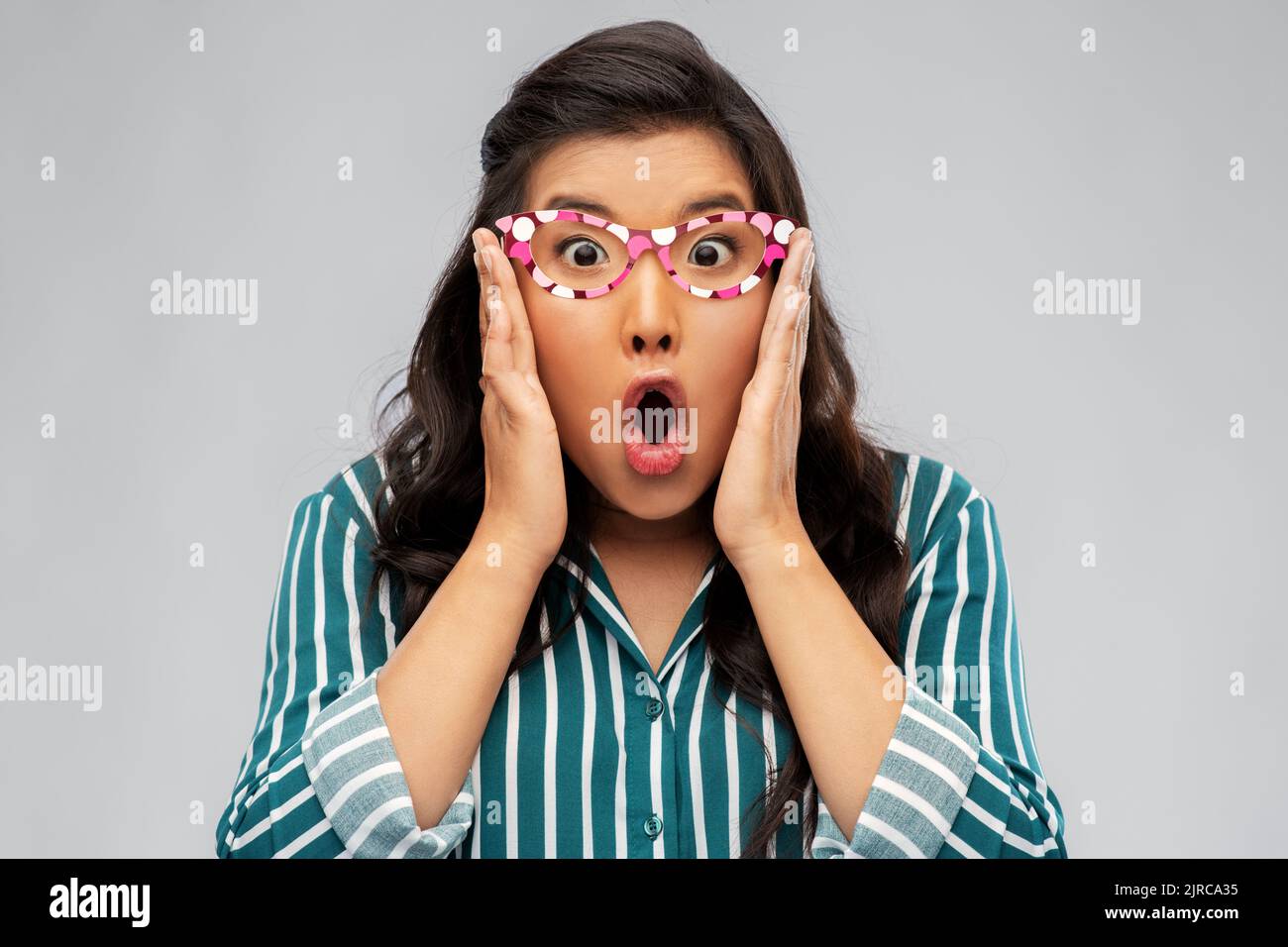 Woman surprised glasses hi-res stock photography and images - Alamy