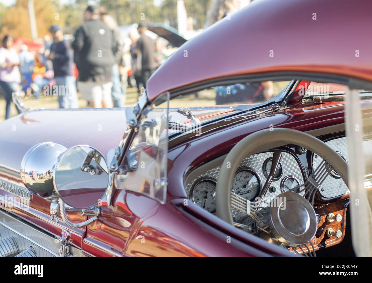 The inside of an old vintage classic vehicle at a car show Stock Photo ...