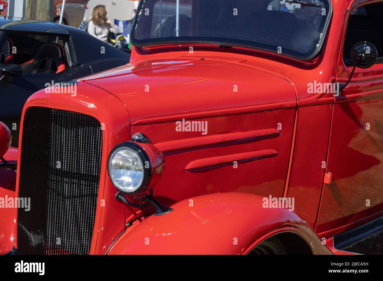 Red classic car at a vintage car show Stock Photo - Alamy