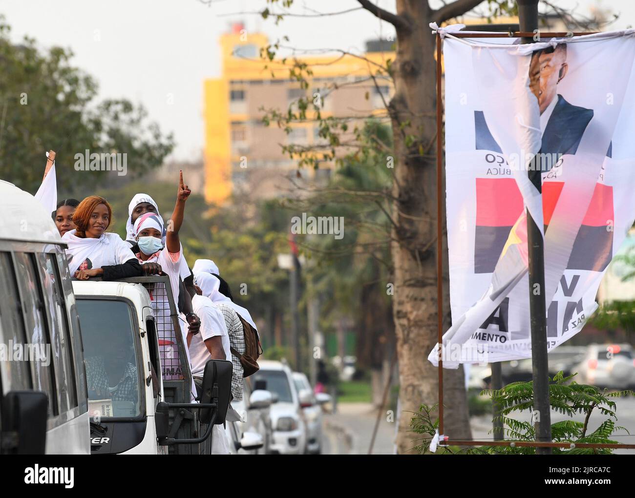 Luanda, Angola. 22nd Aug, 2022. Supporters are seen on a street in ...