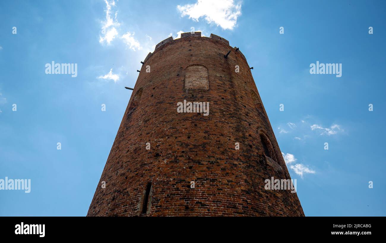 old brick medieval european tower Stock Photo - Alamy
